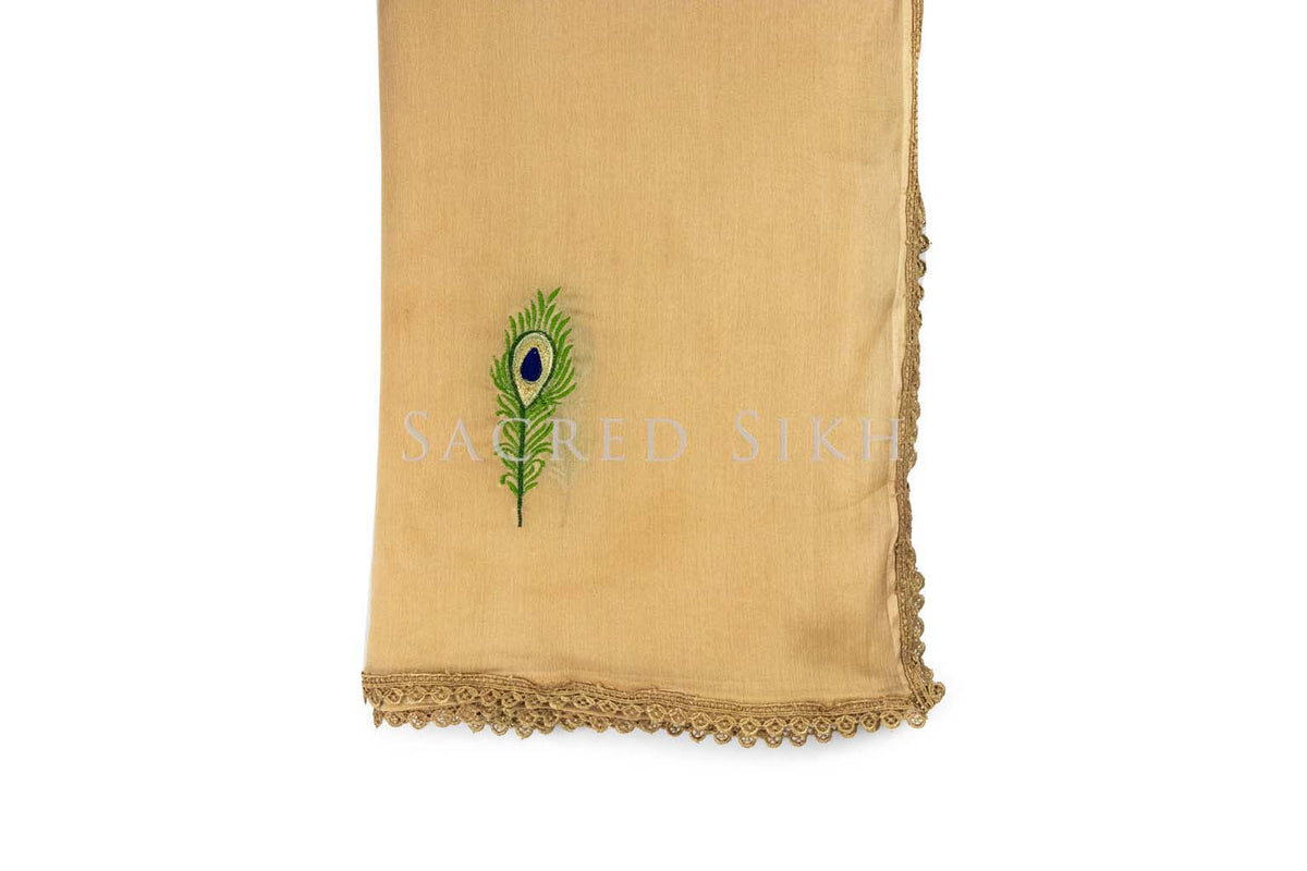 Chuni Gold Peacock Design with Gold Lace – Sacred Sikh