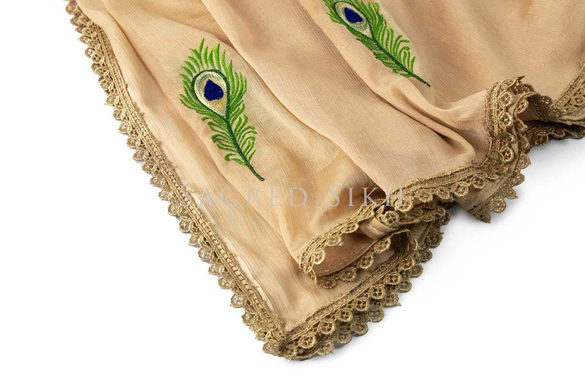 Chuni Gold Peacock Design with Gold Lace – Sacred Sikh