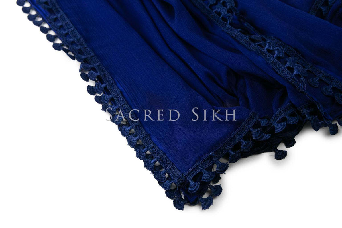 Chuni Dupatta Head covering Black with Lace – Sacred Sikh