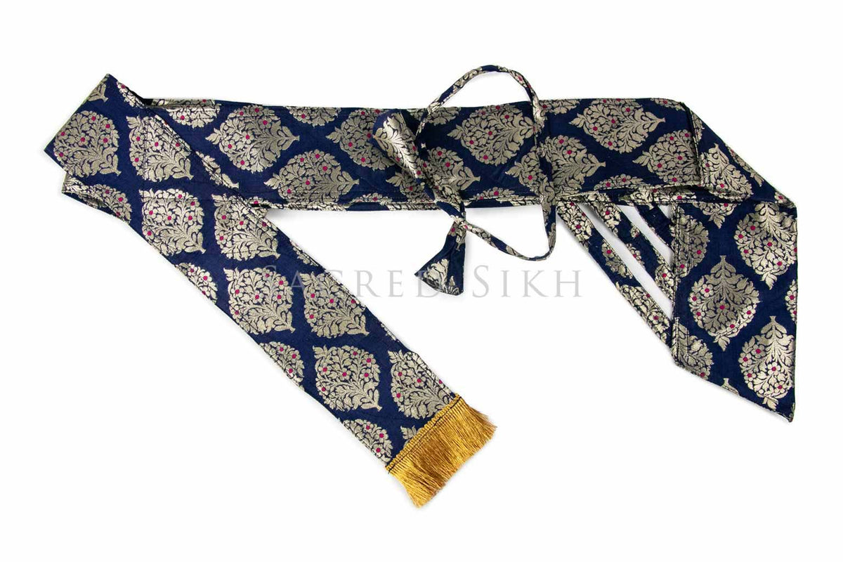 Thalvar Gatra Navy with Light Gold Leaf Design – Sacred Sikh