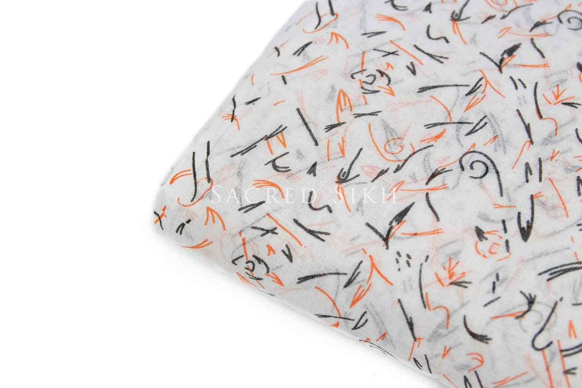 White Doodle Turban Material – Sacred Sikh